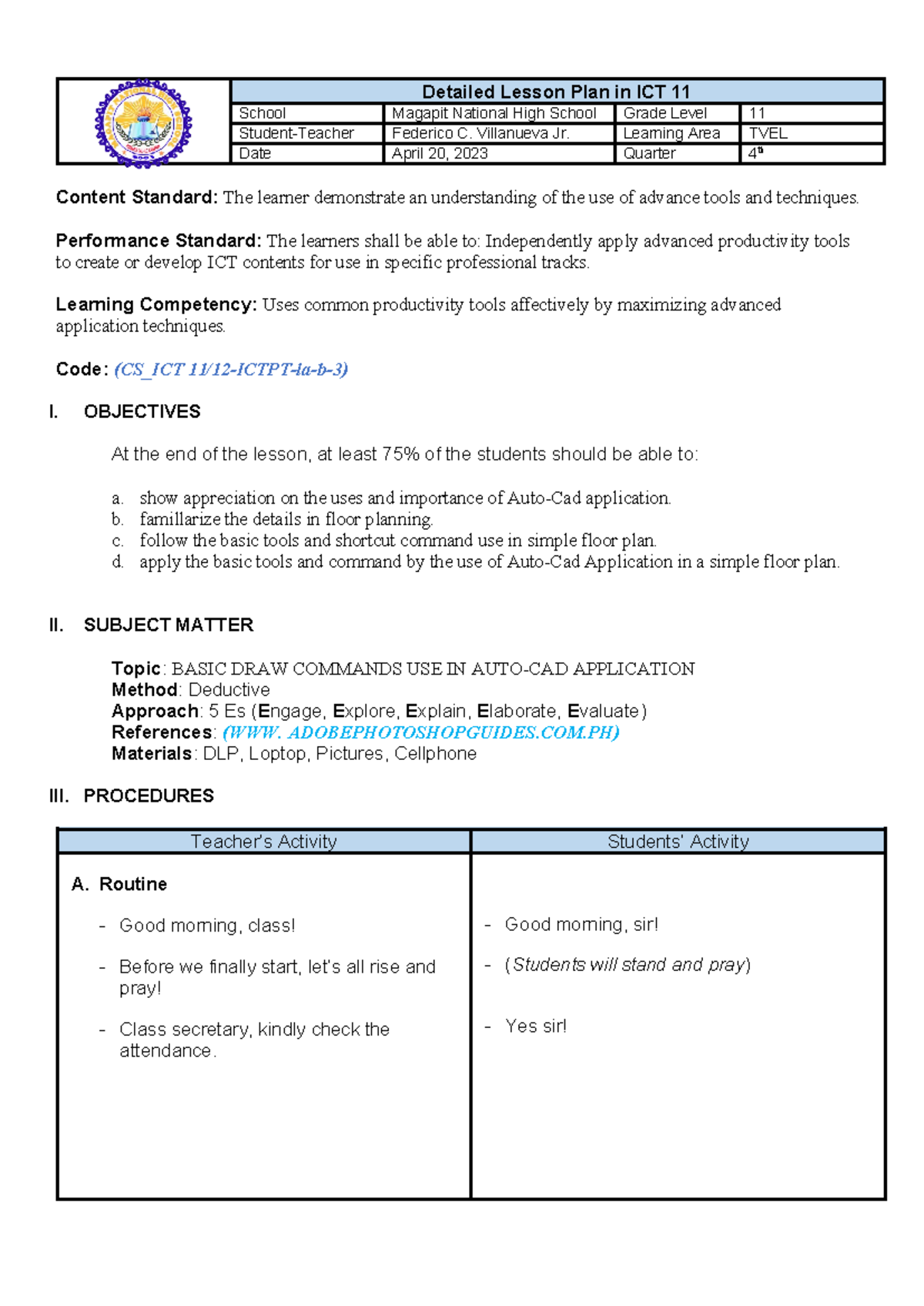 Detailed-Lesson-Plan-for- Senior 2 - Detailed Lesson Plan in ICT 11 ...