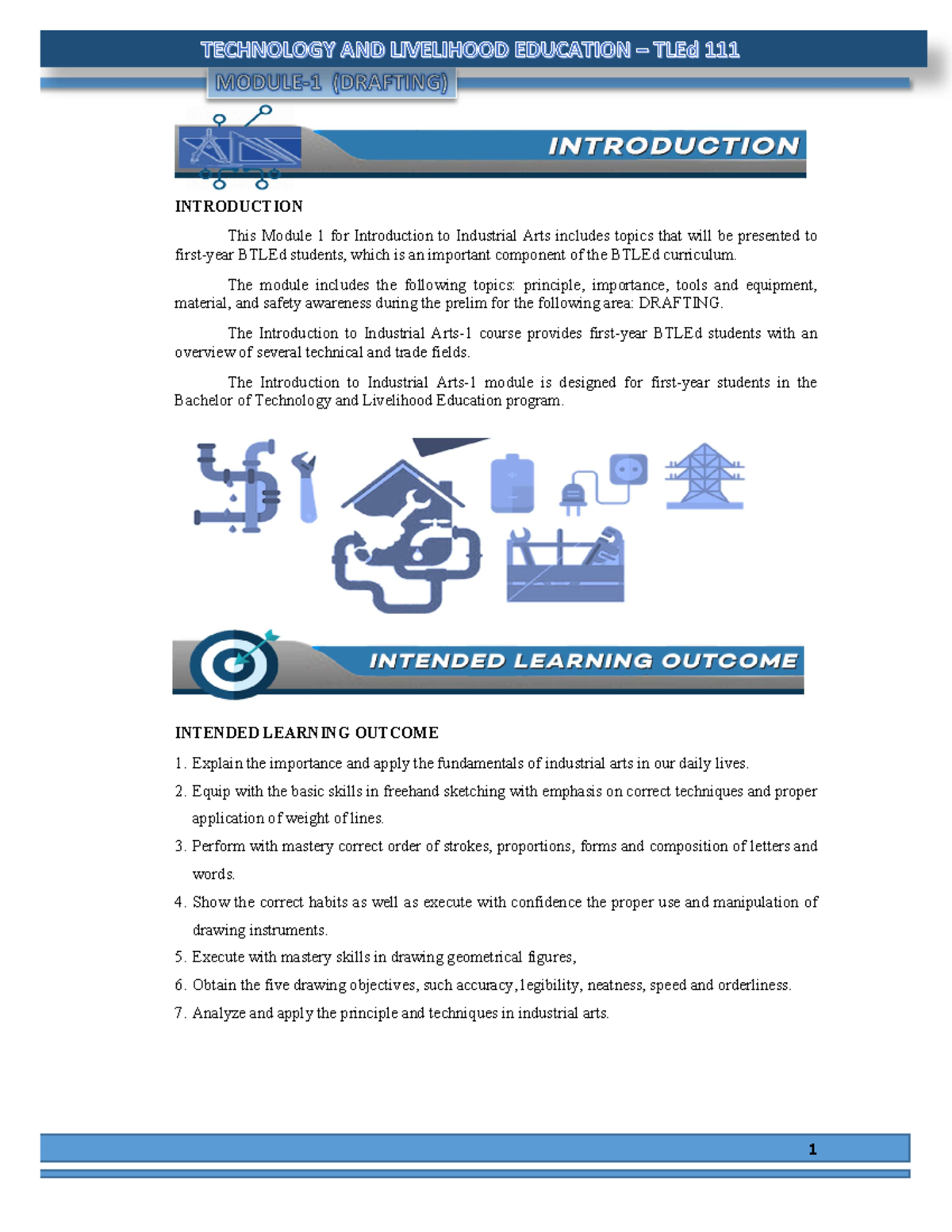 Module-1 TLEd-111 Drafting - INTRODUCTION This Module 1 for ...