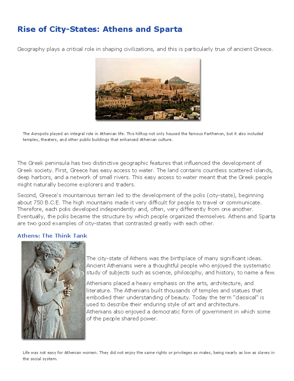 Rise of City-States Athens and Sparta - Rise of City-States: Athens and ...