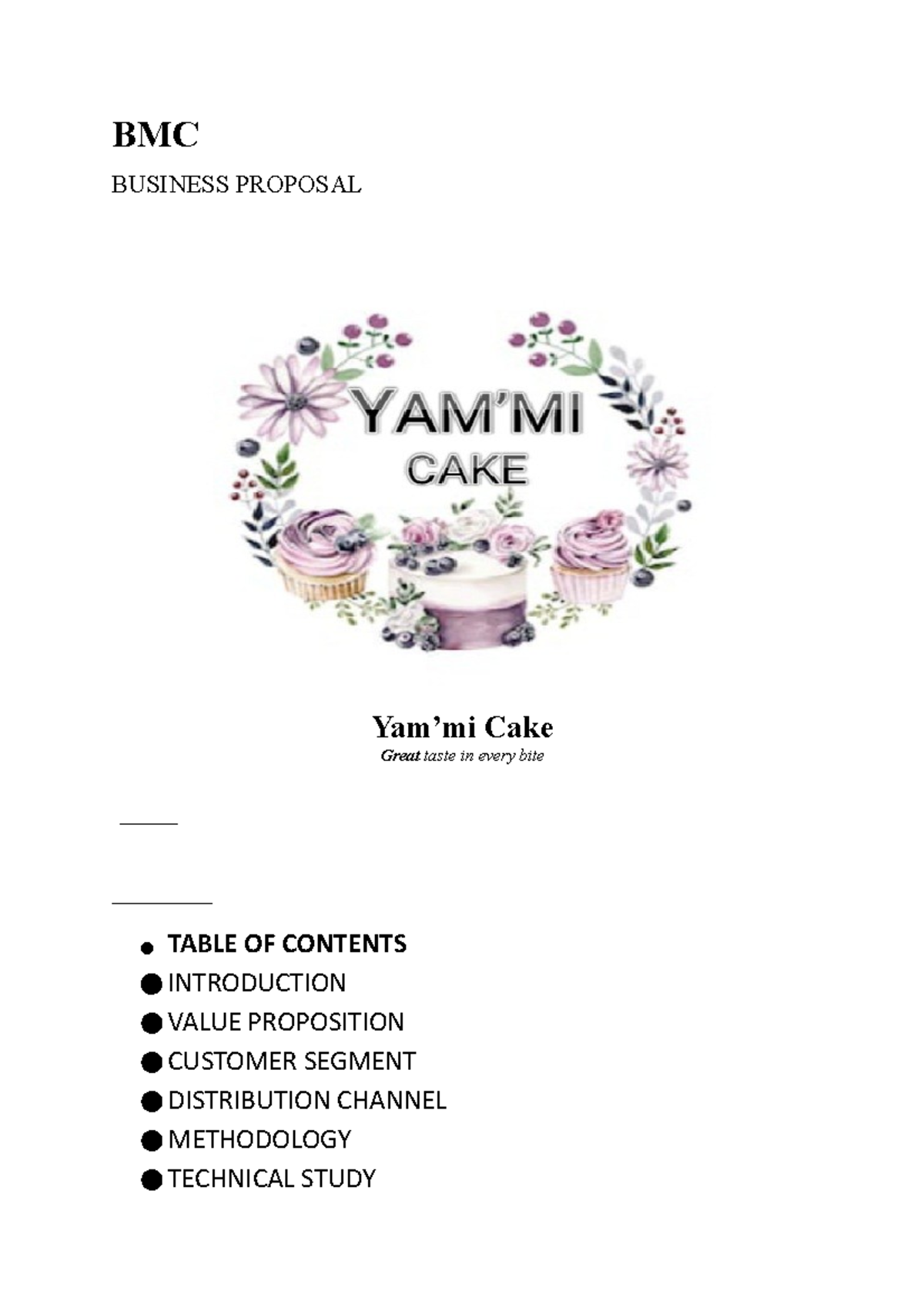 Business- Proposal-BSFT2M2 - BMC BUSINESS PROPOSAL Yam’mi Cake Great ...