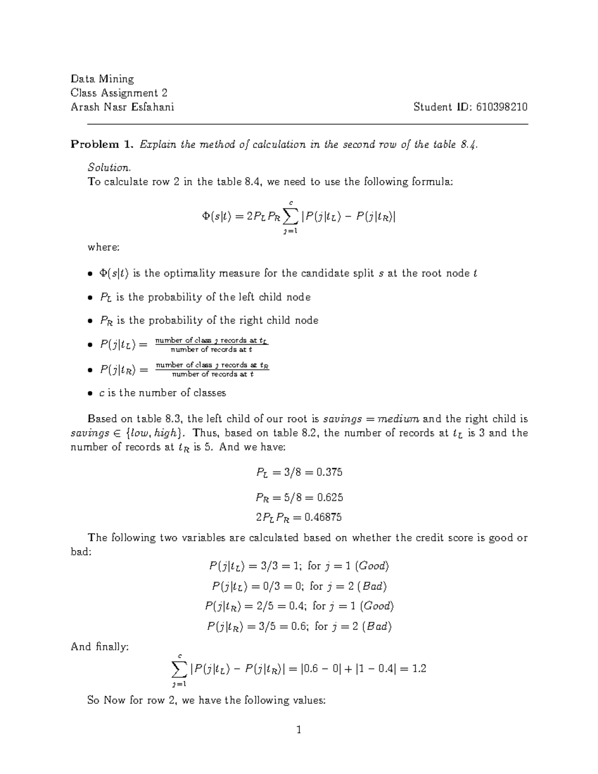 Class HW 2 610398210 - its pretty good - Data Mining Class Assignment 2 ...