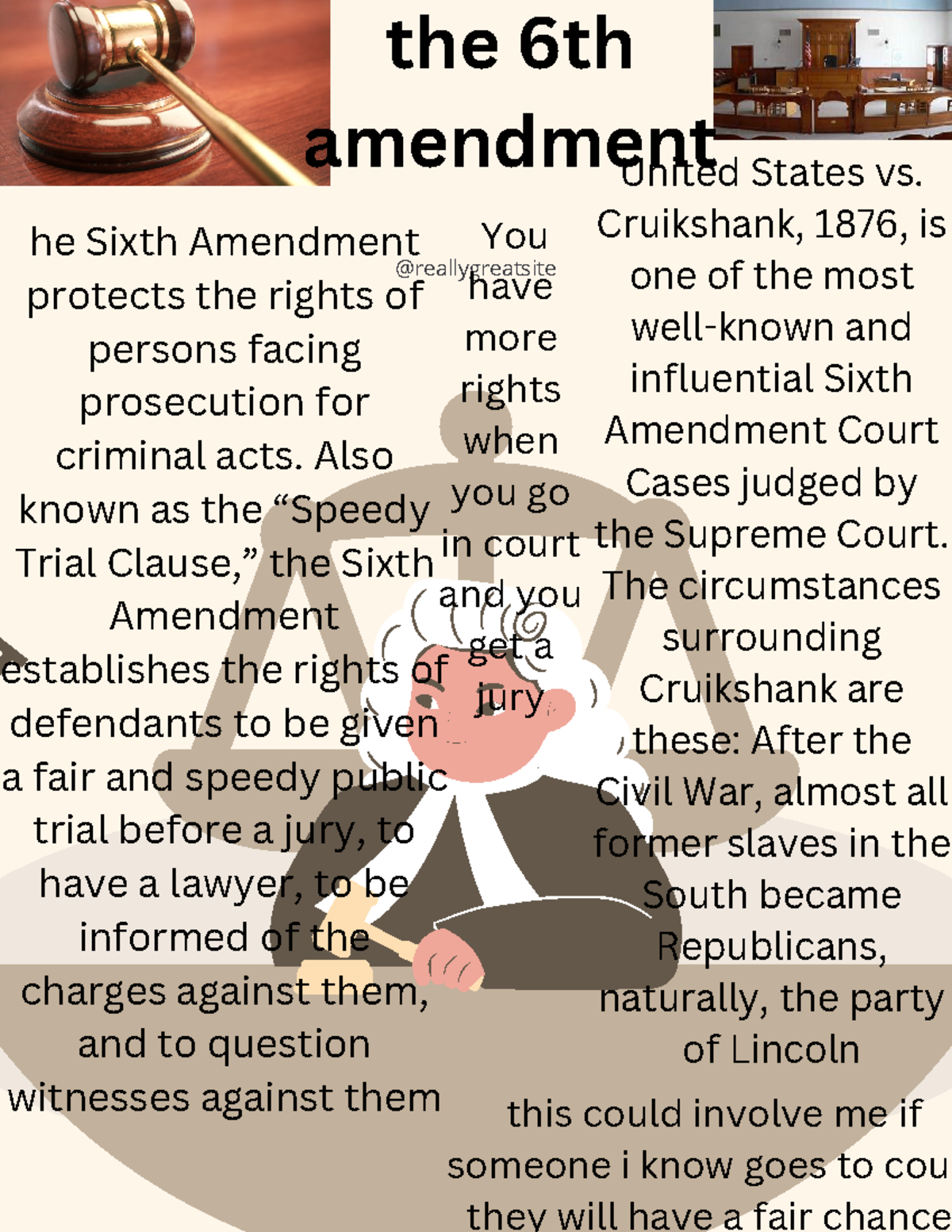 The 6th amendment - @reallygreatsite he Sixth Amendment protects the ...