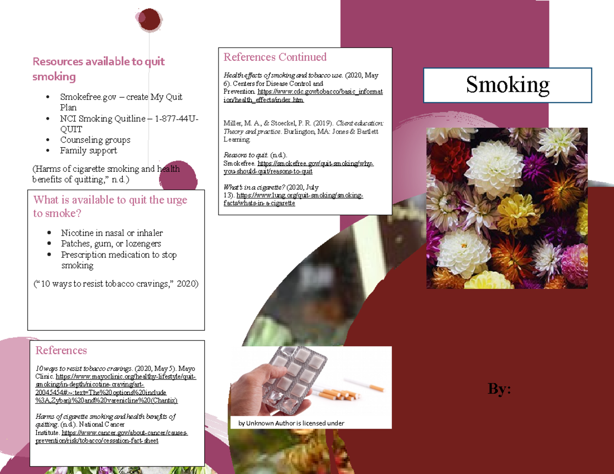 Smoking Brochure - N/A - Resources available to quit smoking Smokefree ...