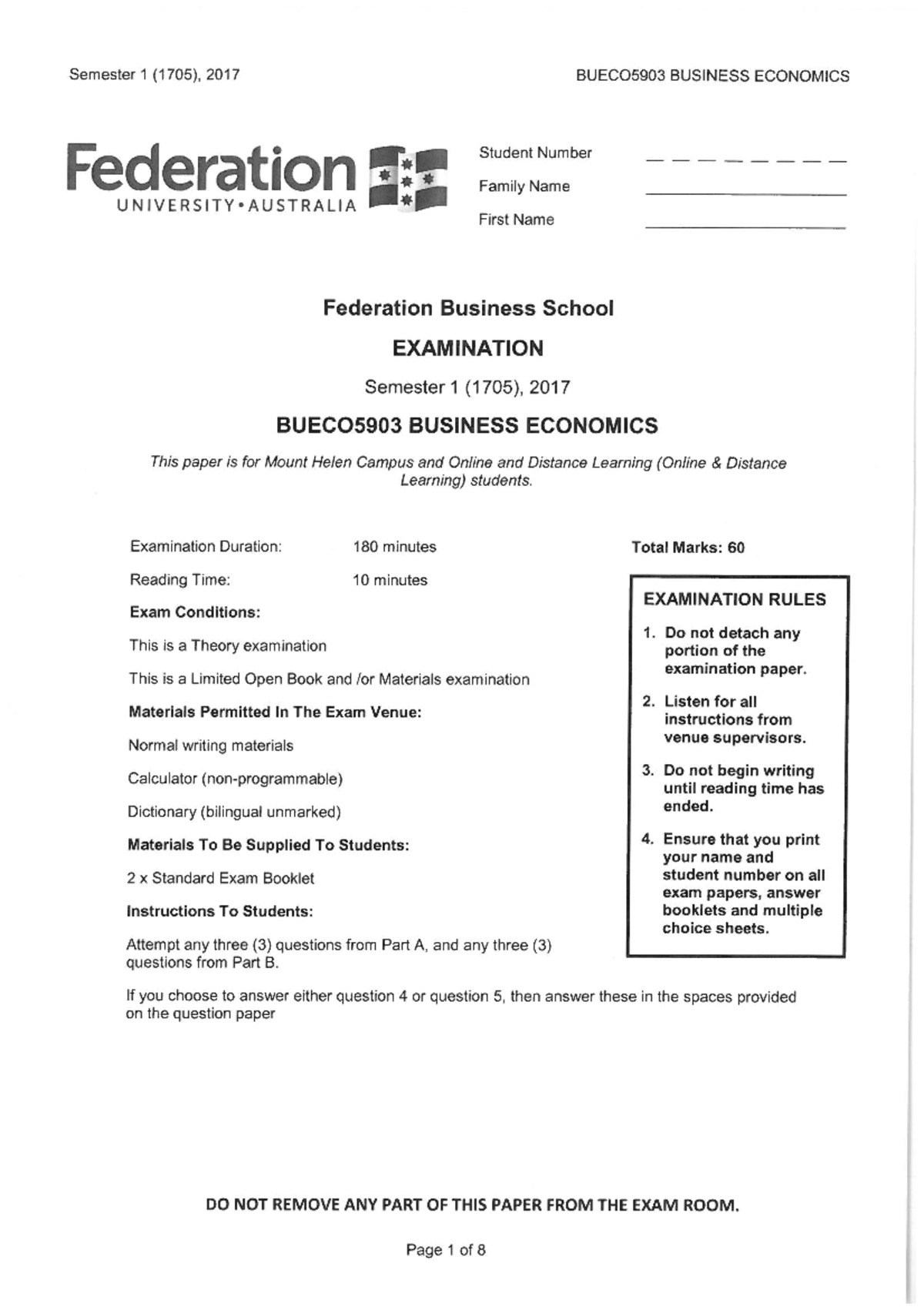 Exam 2017 - BUECO5903 - Studocu