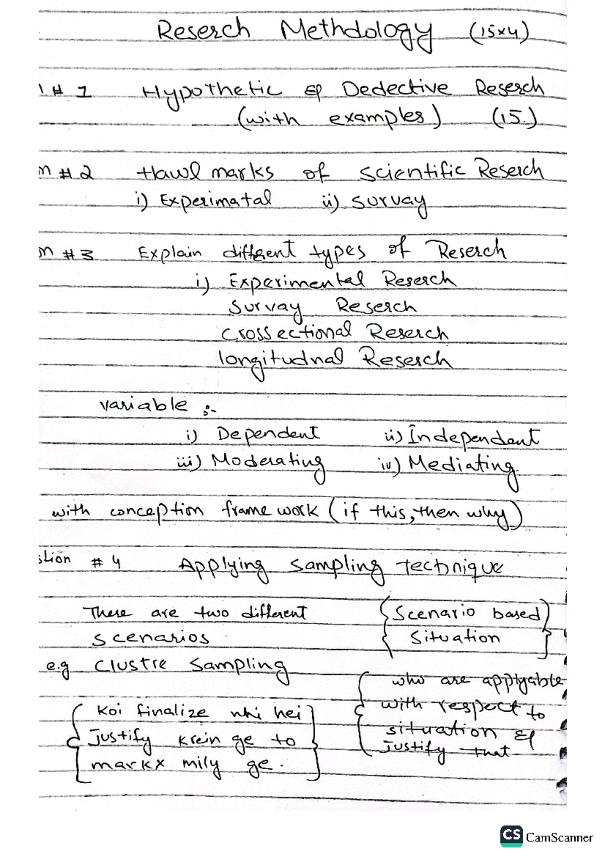 Exam paper research methodology - Reserch Methology (15x4) 1 1 ...