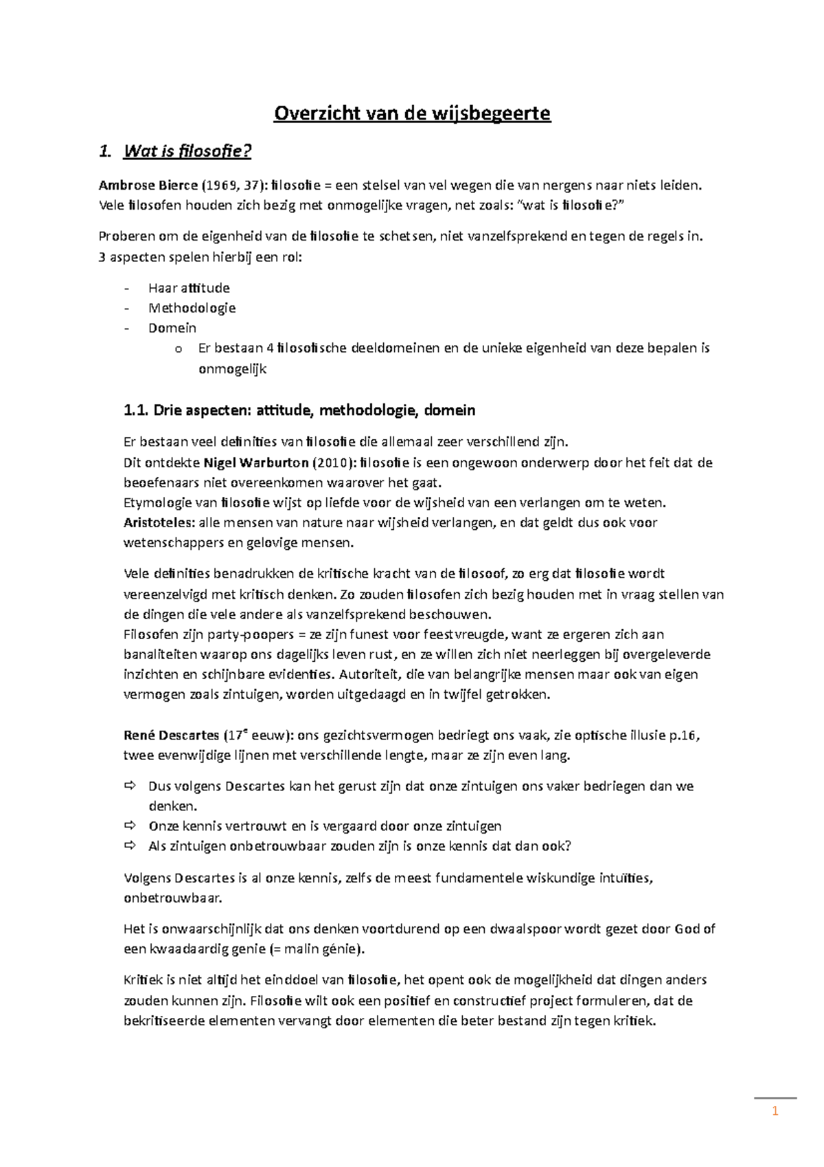 Overzicht van de wijsbegeerte - Wat is filosofie? Ambrose Bierce (1969, 37): filosofie een ...