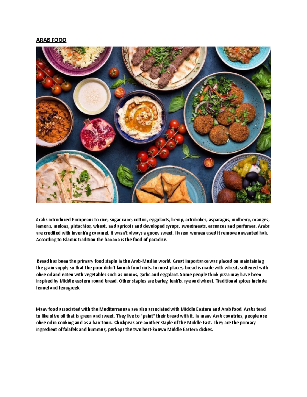 ARAB FOOD 2 - It might help you in hospitality course about arab foods ...