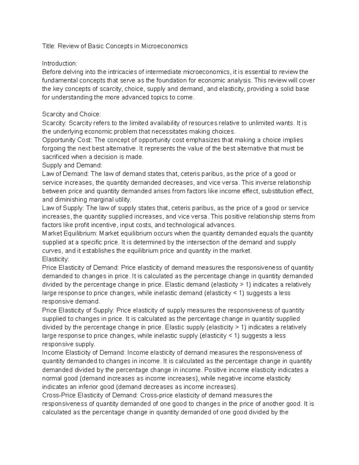 Inter Micro Basic Concepts - Title: Review of Basic Concepts in ...