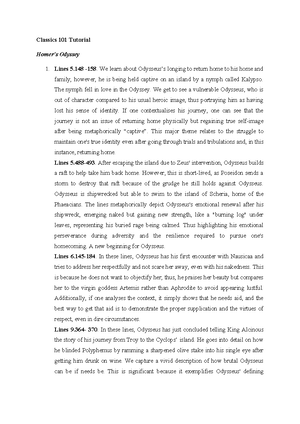 Classics 101 tut 4 - Examines five key stages of Odysseus's journey in ...