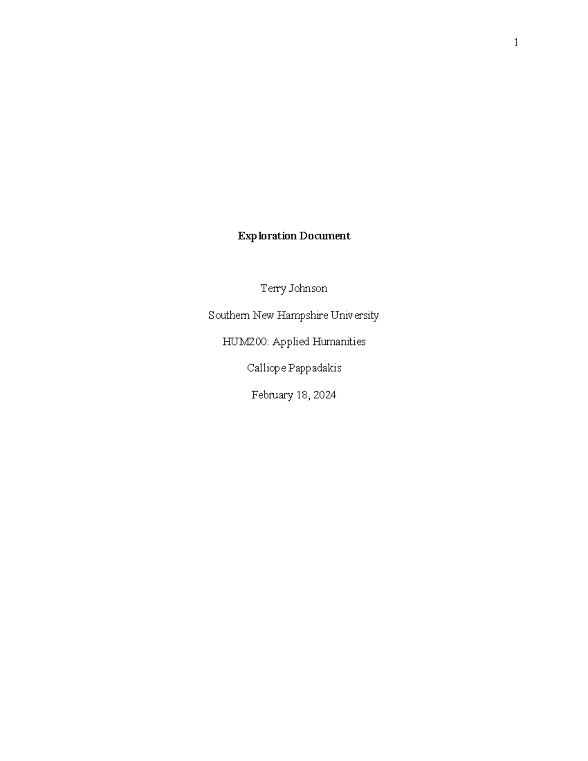 Project One Exploration Document Terry Johnson - Exploration Document ...