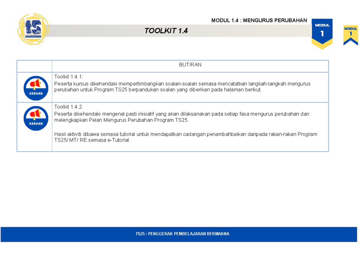 Toolkit 1.4 Mengurus Perubahan TS25 - BUTIRAN Toolkit 1.4: Peserta ...