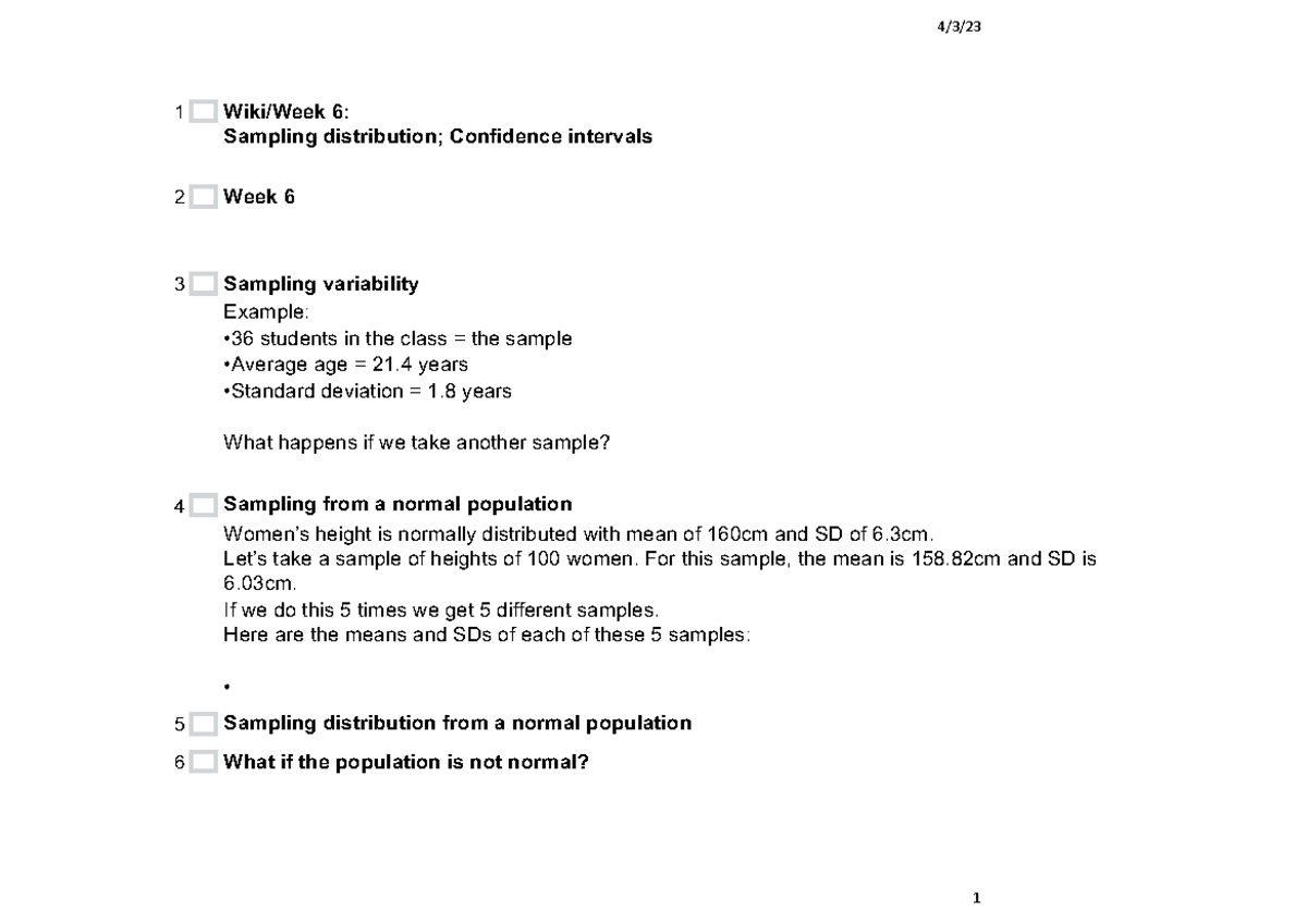 Week 06 Sampling Distribution Confidence Intervals - 4/3/ 1 Wiki/Week 6: Sampling distribution ...