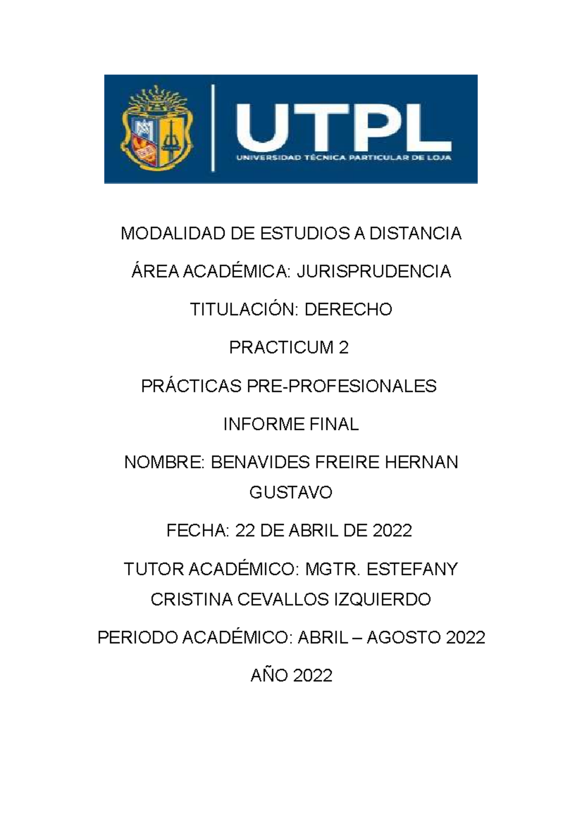 UTPL - derecho - MODALIDAD DE ESTUDIOS A DISTANCIA ÁREA ACADÉMICA ...