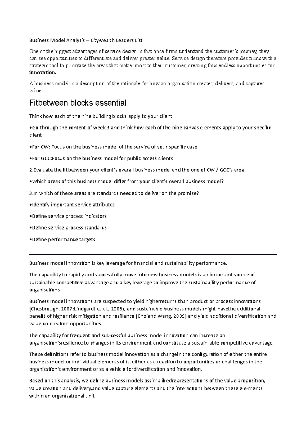 Business Model Analysis - Service design therefore provides firms with ...