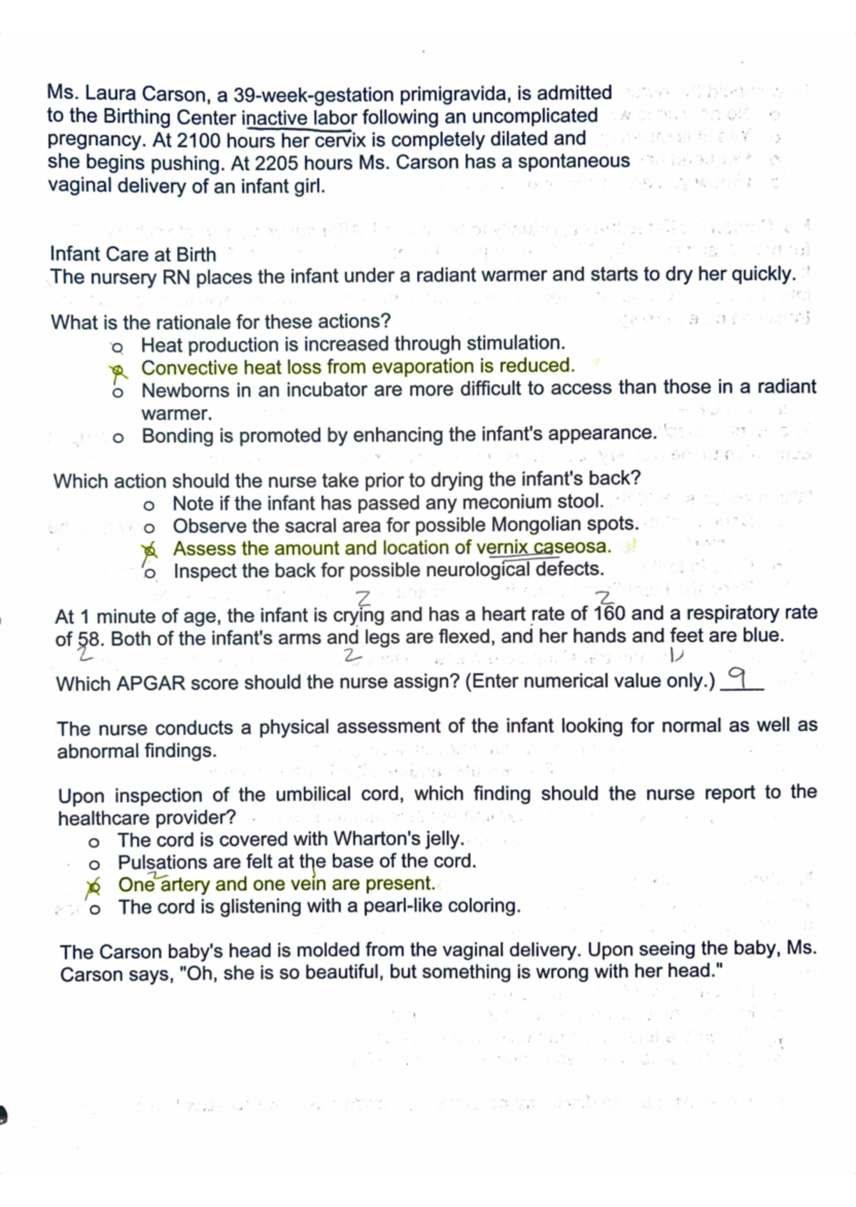 Exam 2 questions - Exam 2 review - Ms. Laura Carson, a primigravida, is ...