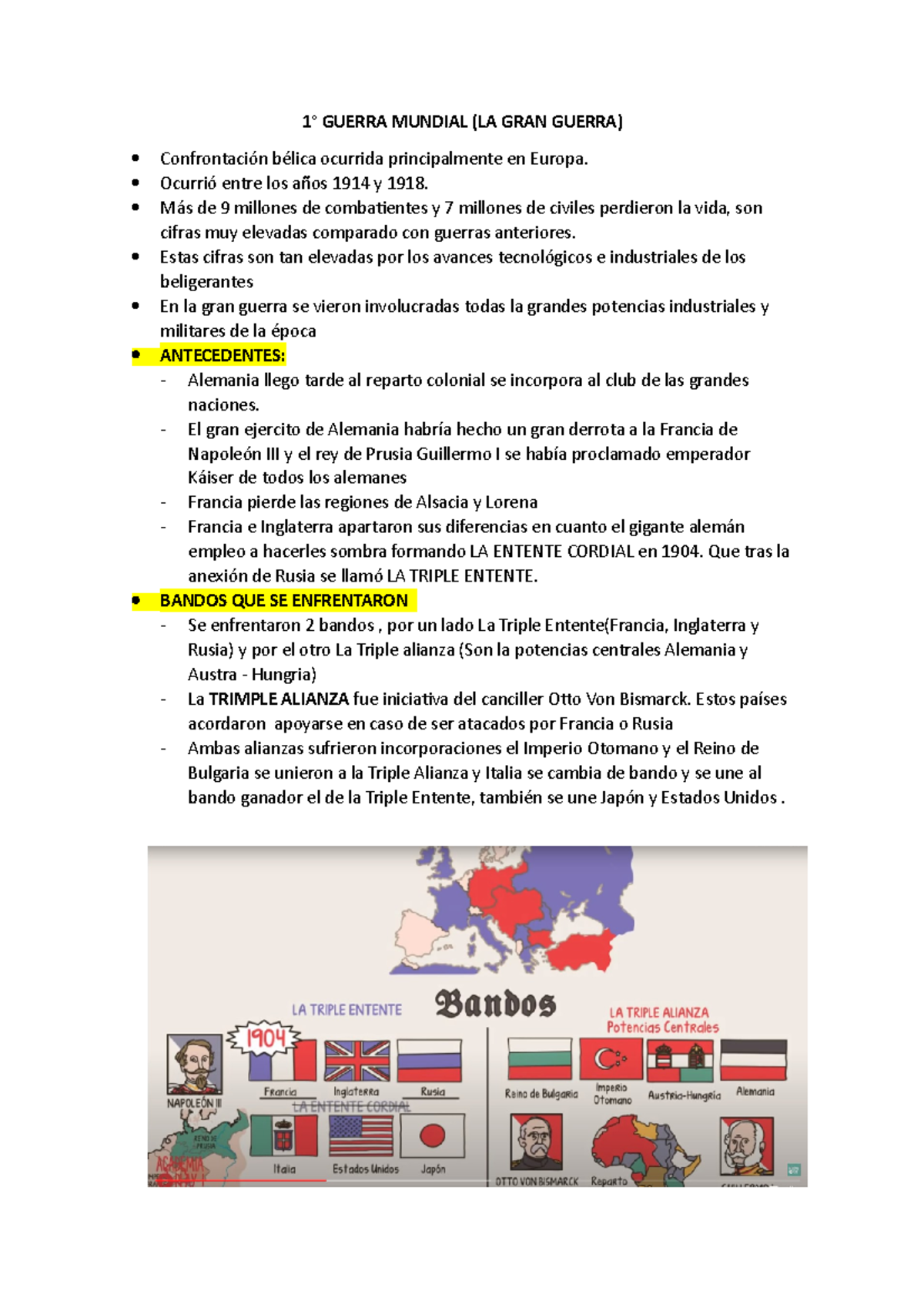 1° Guerra Mundial - 1° GUERRA MUNDIAL (LA GRAN GUERRA) Confrontación ...