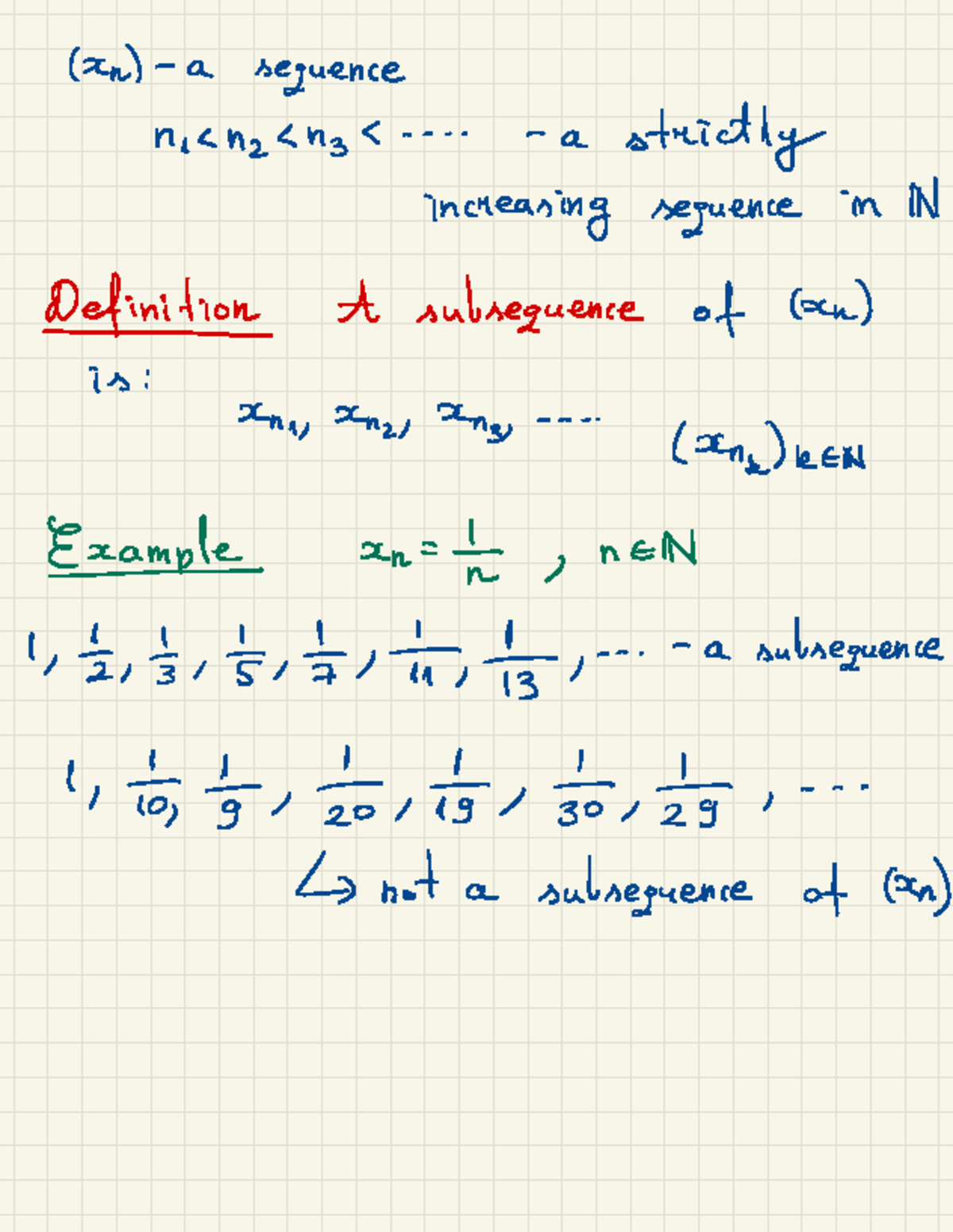 W03 N2 Subsequences - Week 3 Notes - MATH2923 - (xn) a sequence nikh2 a ...