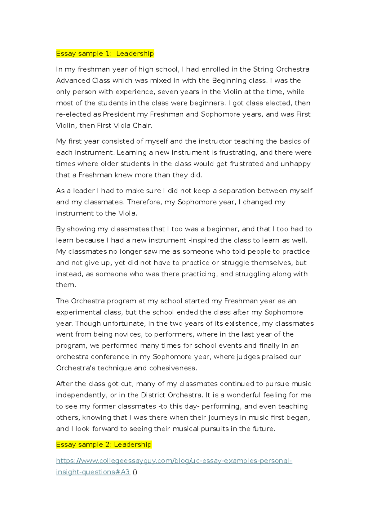 Essay sample topic Leadership - Essay sample 1: Leadership In my ...