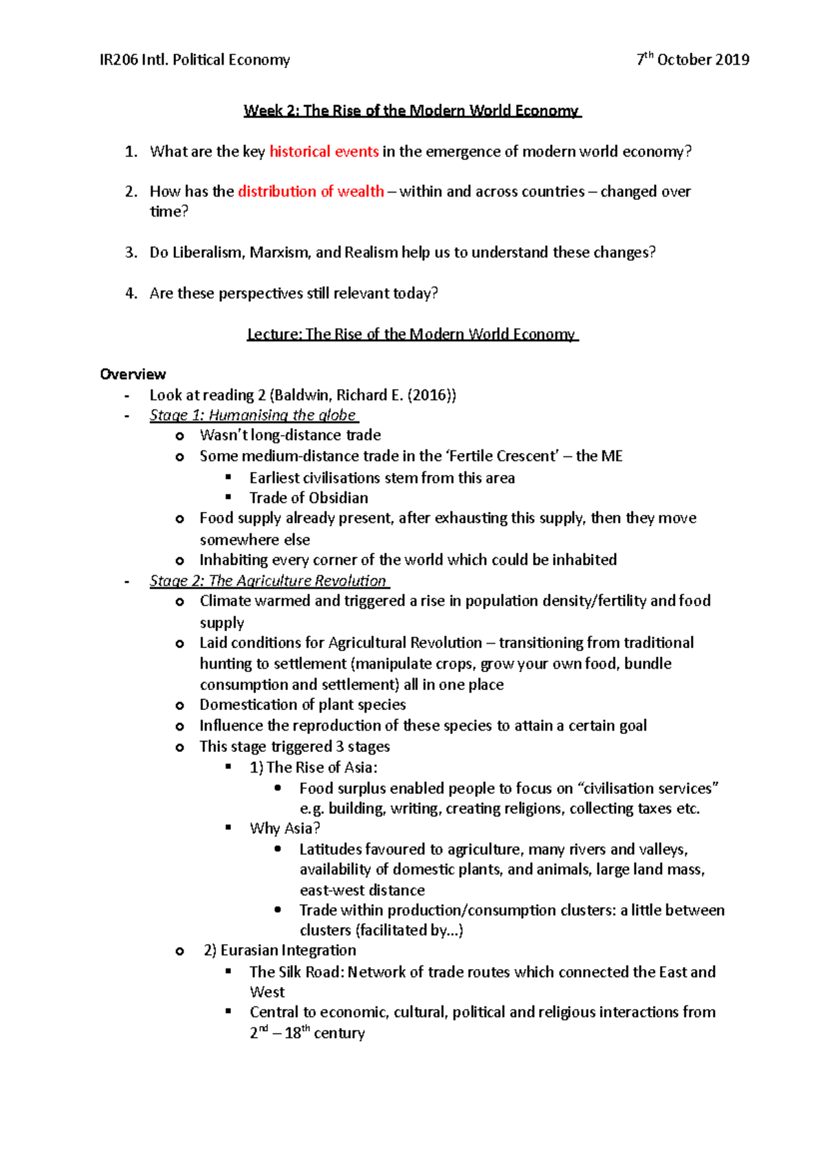 Week 2 - The Rise of the Modern World Economy - lecture and reading ...