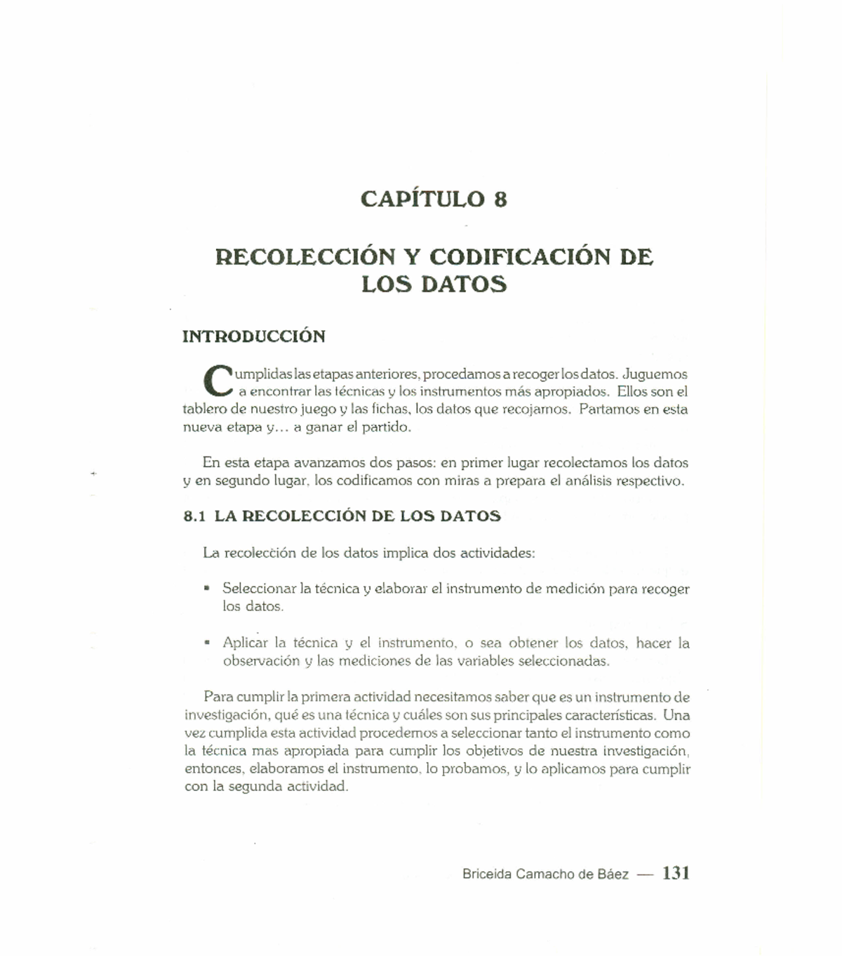 Recoleccion y codificacion de datos - CAPÍTULO 8 RECOLECCIÓN Y ...