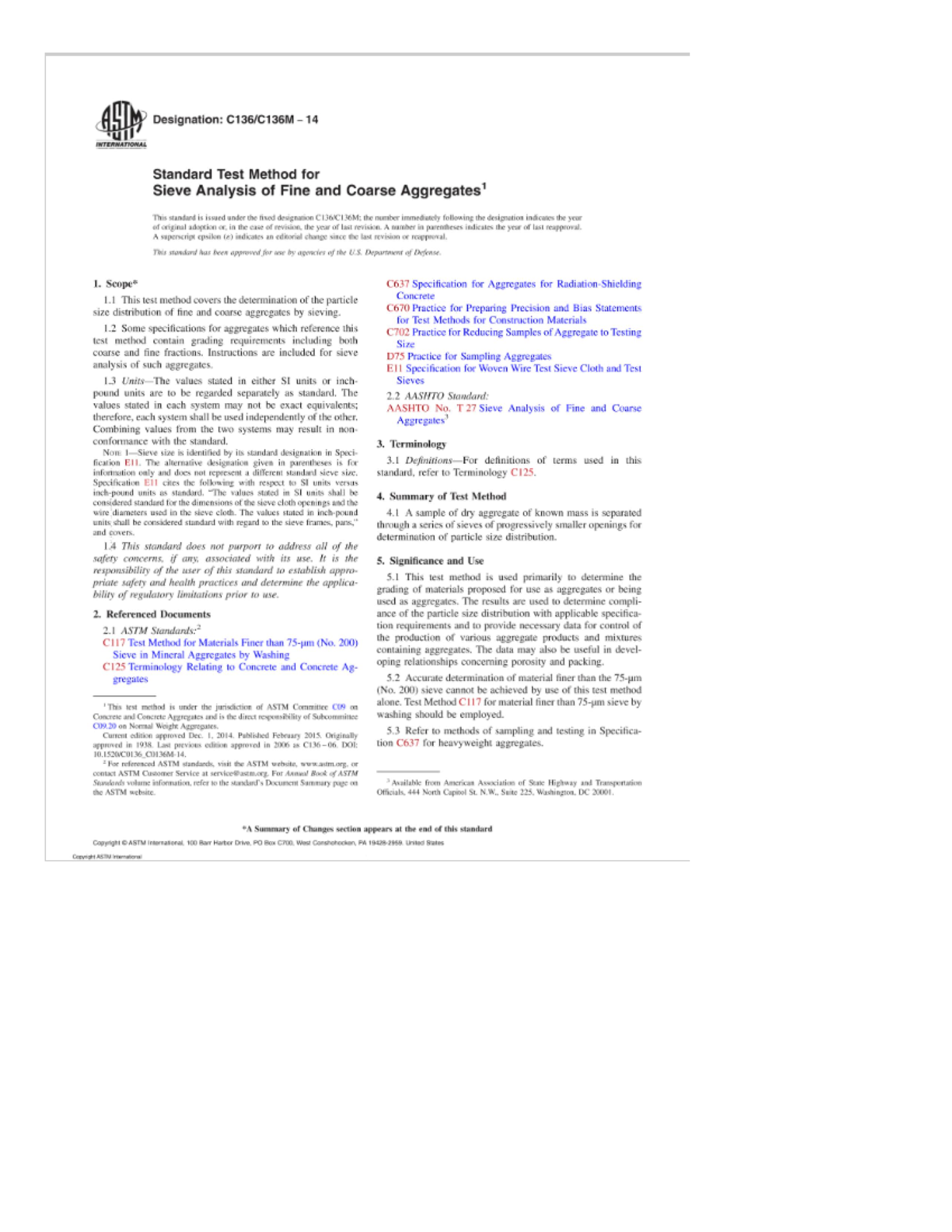 Astm-c136-c136m-14pdf - civil engineering - Studocu