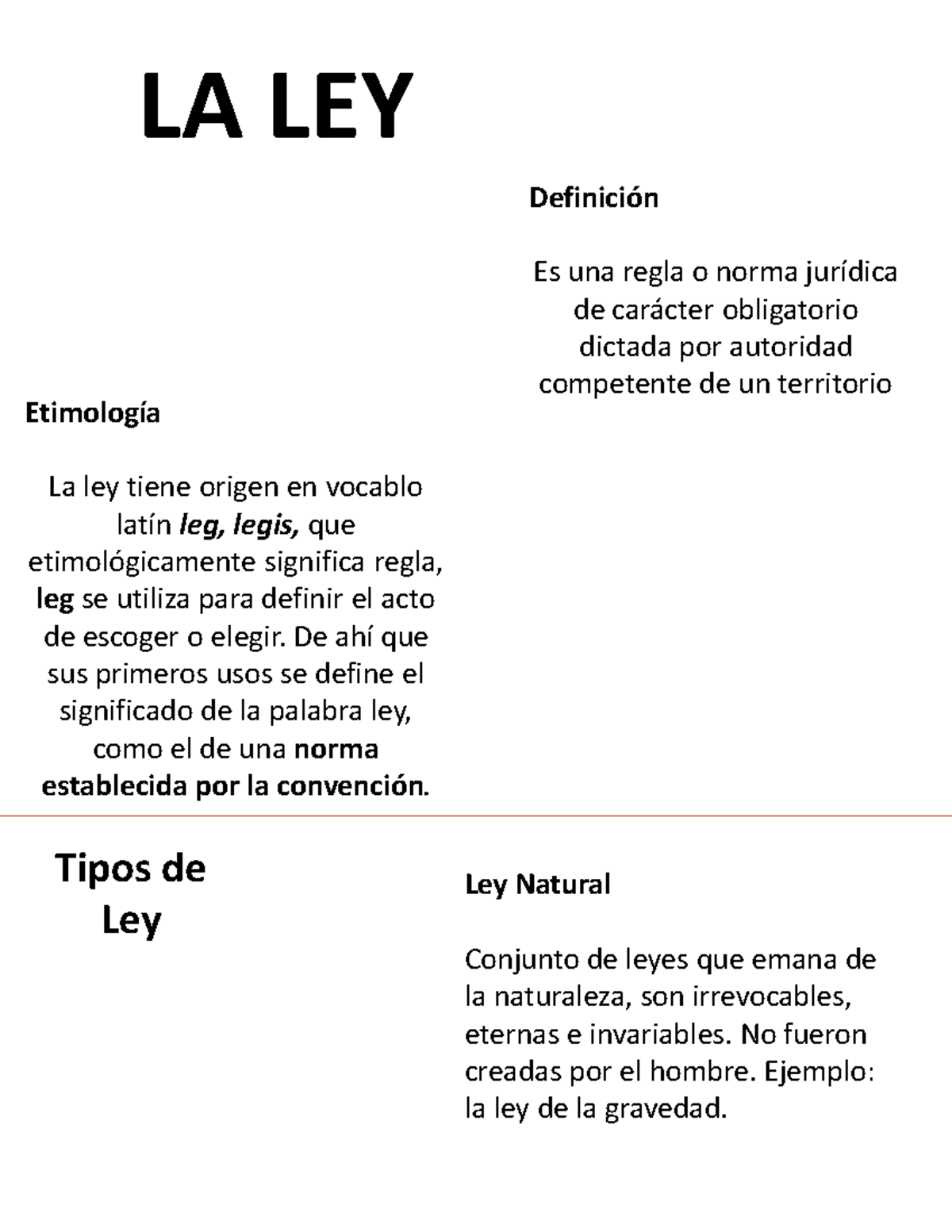 La Ley - Ninguna - LA LEY Definición Es una regla o norma jurídica de ...