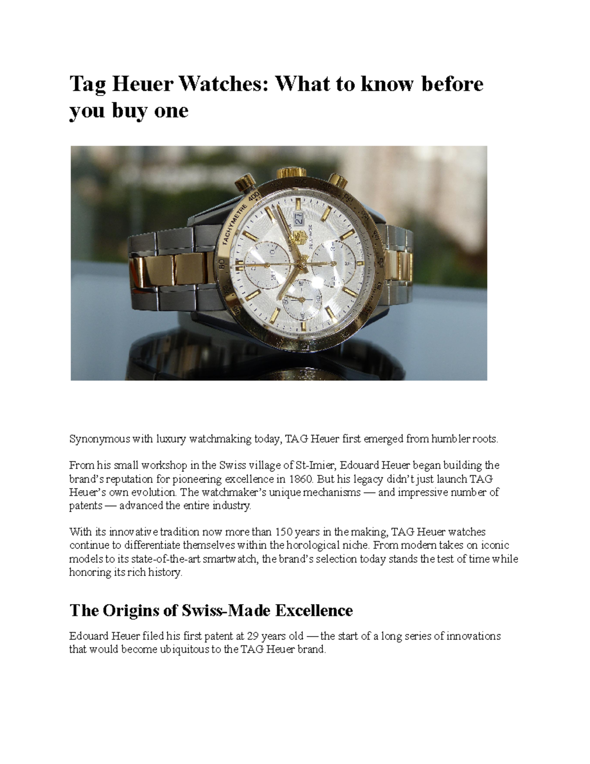 Swiss watches tag heur - Tag Heuer Watches: What to know before you buy ...