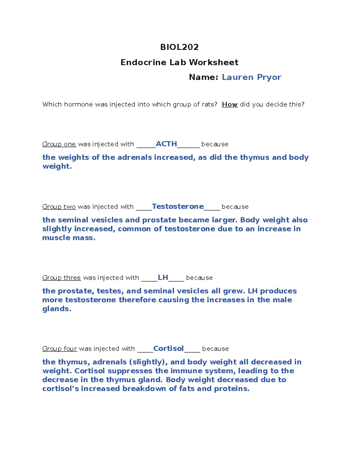 Biol 202-Lab 3-Endocrine - BIOL Endocrine Lab Worksheet Name: Lauren ...