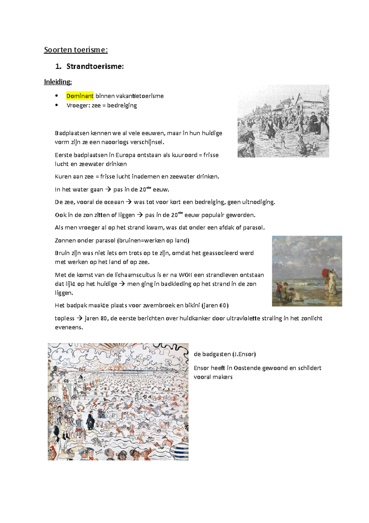 Samenvatting Inleiding van het toerisme - Soorten toerisme: 1 ...