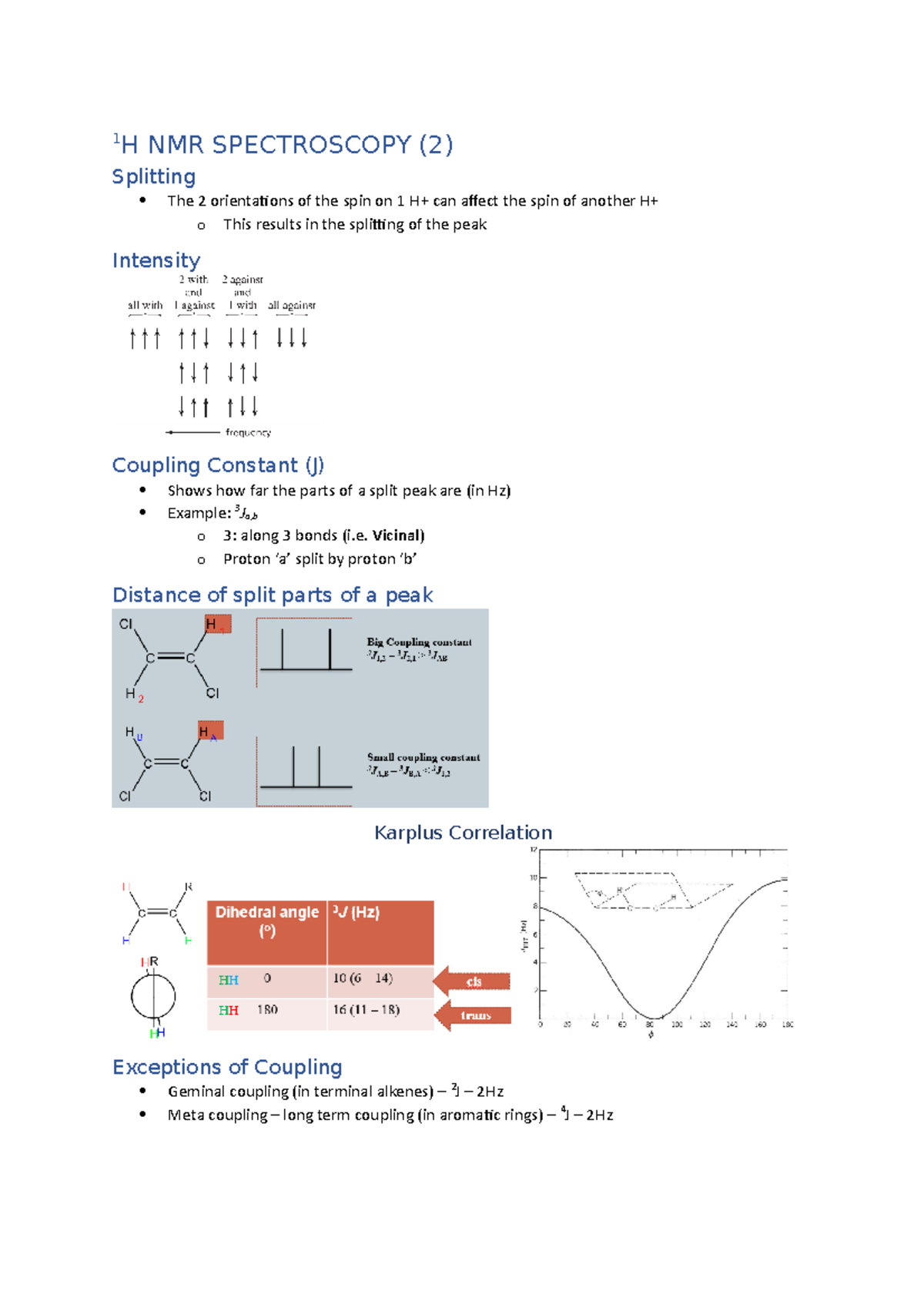 2. HNMR Spectroscopy - 1 H NMR SPECTROSCOPY (2) Splitting The 2 ...