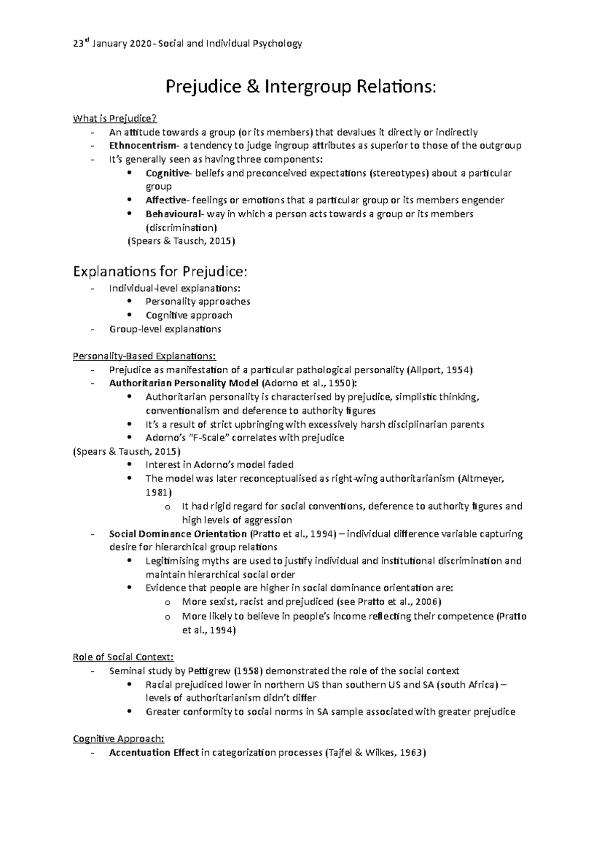 Prejudice and Intergroup Relations - Prejudice & Intergroup Relations: What is Prejudice? - An ...