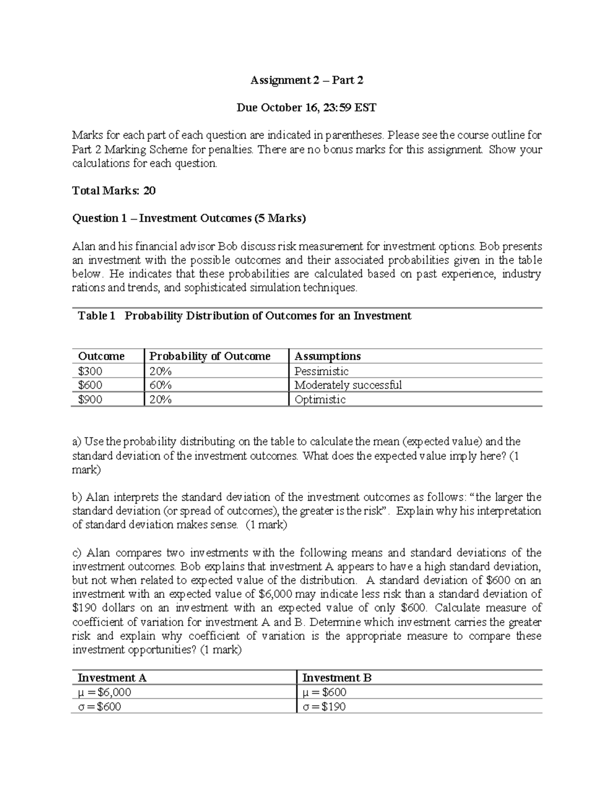 A2P2 - 。。。 - Assignment 2 – Part 2 Due October 16, 23:59 EST Marks for ...