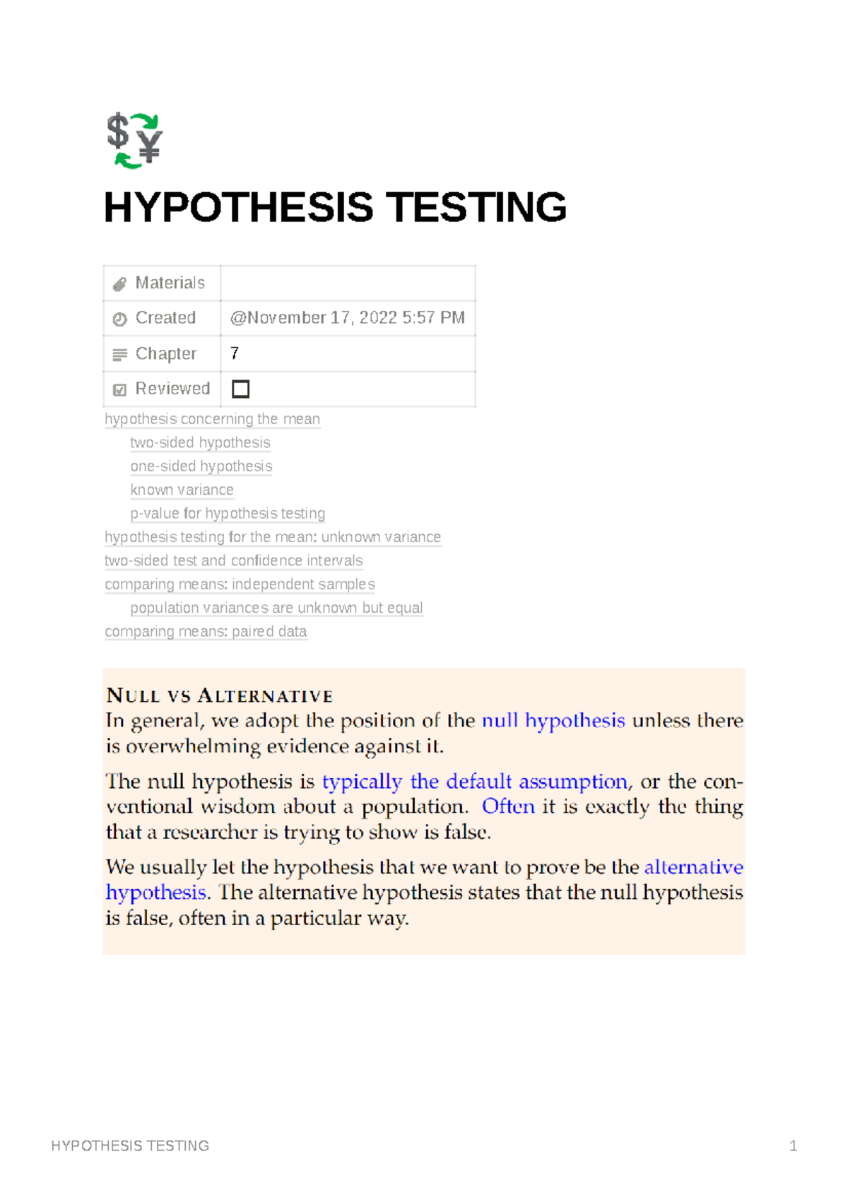Merging Result-merged - HYPOTHESIS TESTING 1 HYPOTHESIS TESTING ...