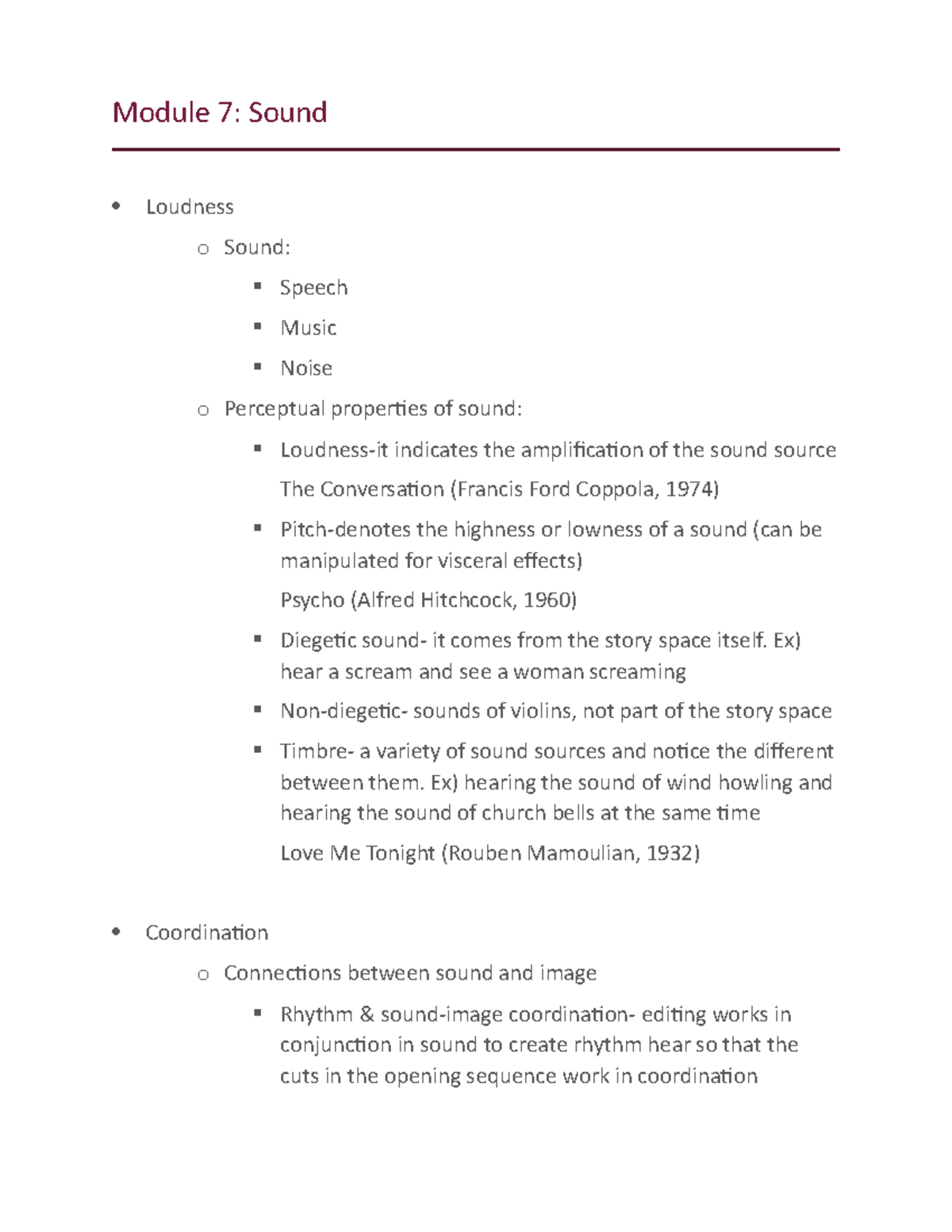Module 7-Sound - Lecture notes 7 - Module 7: Sound Loudness o Sound ...
