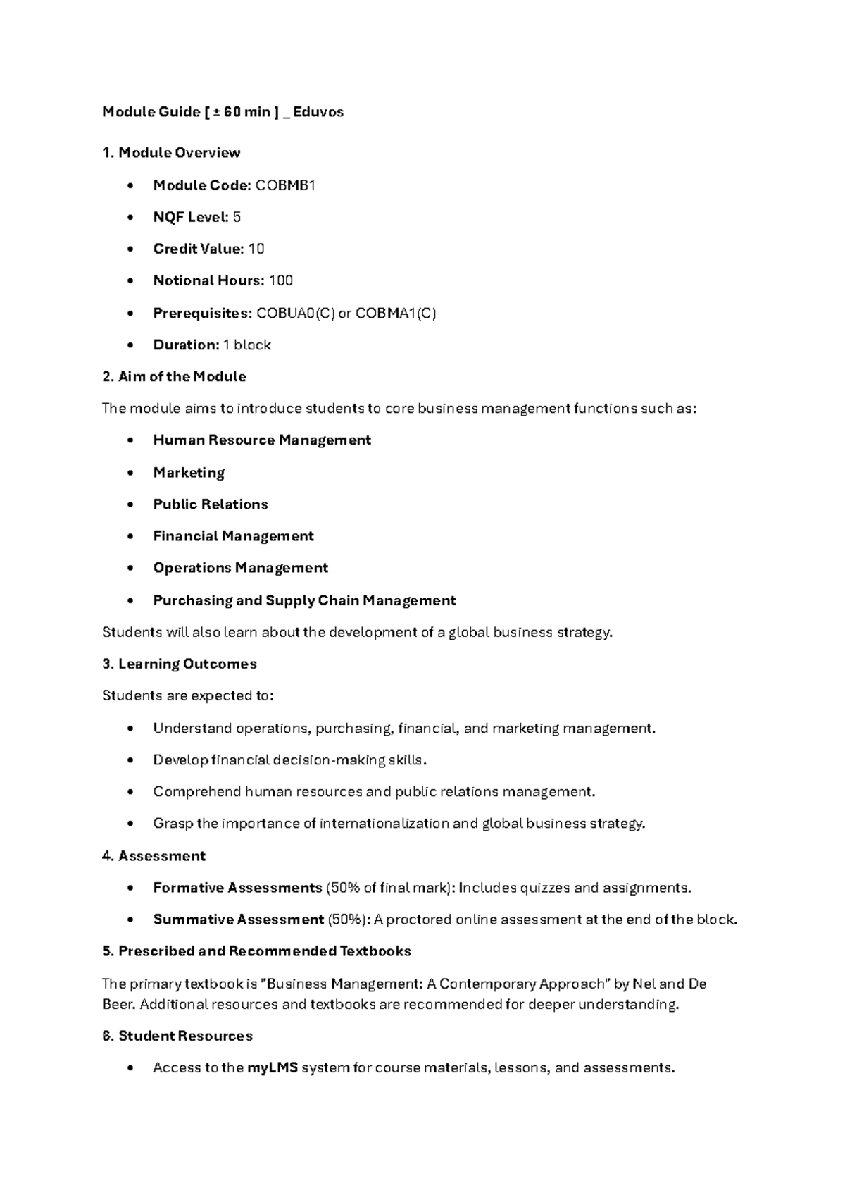 Module Guide [ ± 60 min ] Eduvos - Module Guide [ ± 60 min ] _ Eduvos 1. Module Overview ...