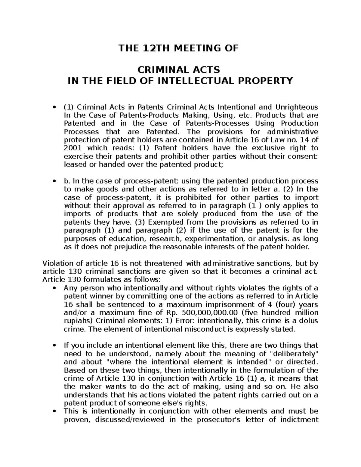 The 12th Meeting of Criminal Acts In The Field of Intellectual Property ...