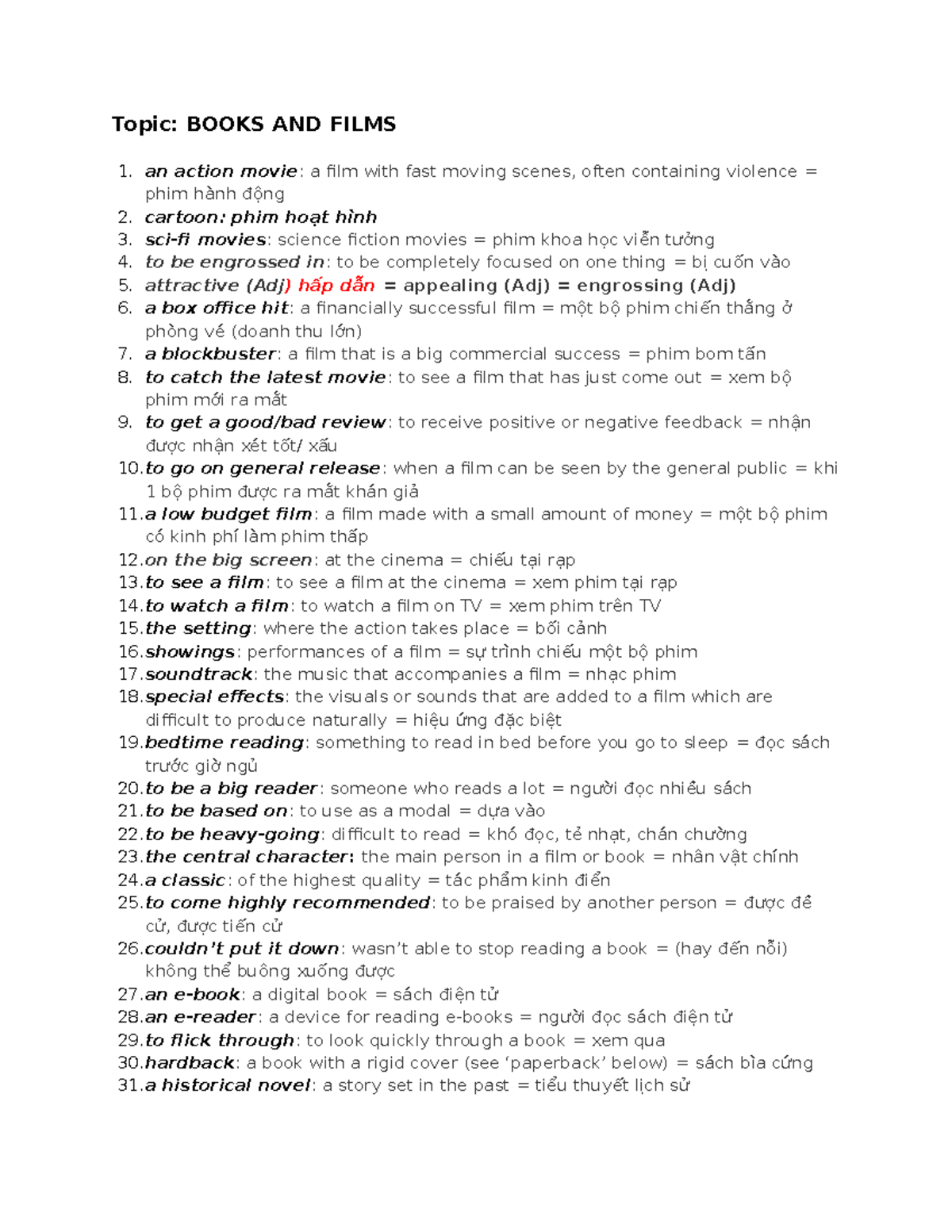 Topic Books - Films - Tài liệu tiếng anh - Topic: BOOKS AND FILMS an ...