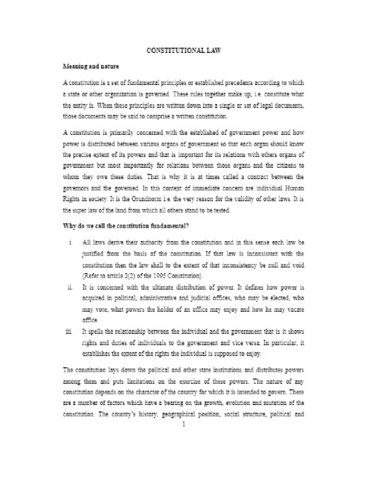 Consititutional History - constitional law - Studocu
