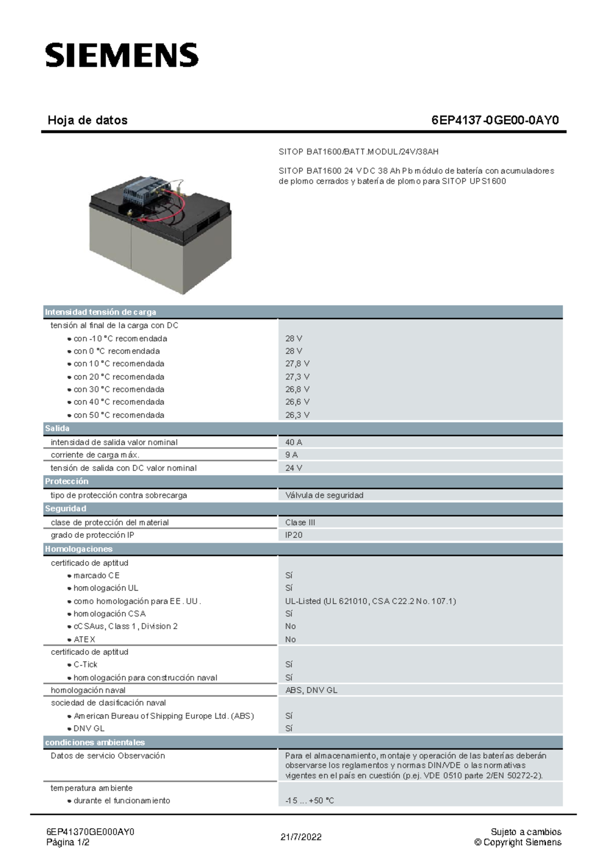 6EP41370 GE000AY0 datasheet es - Hoja de datos 6EP4137-0GE00-0AY SITOP ...