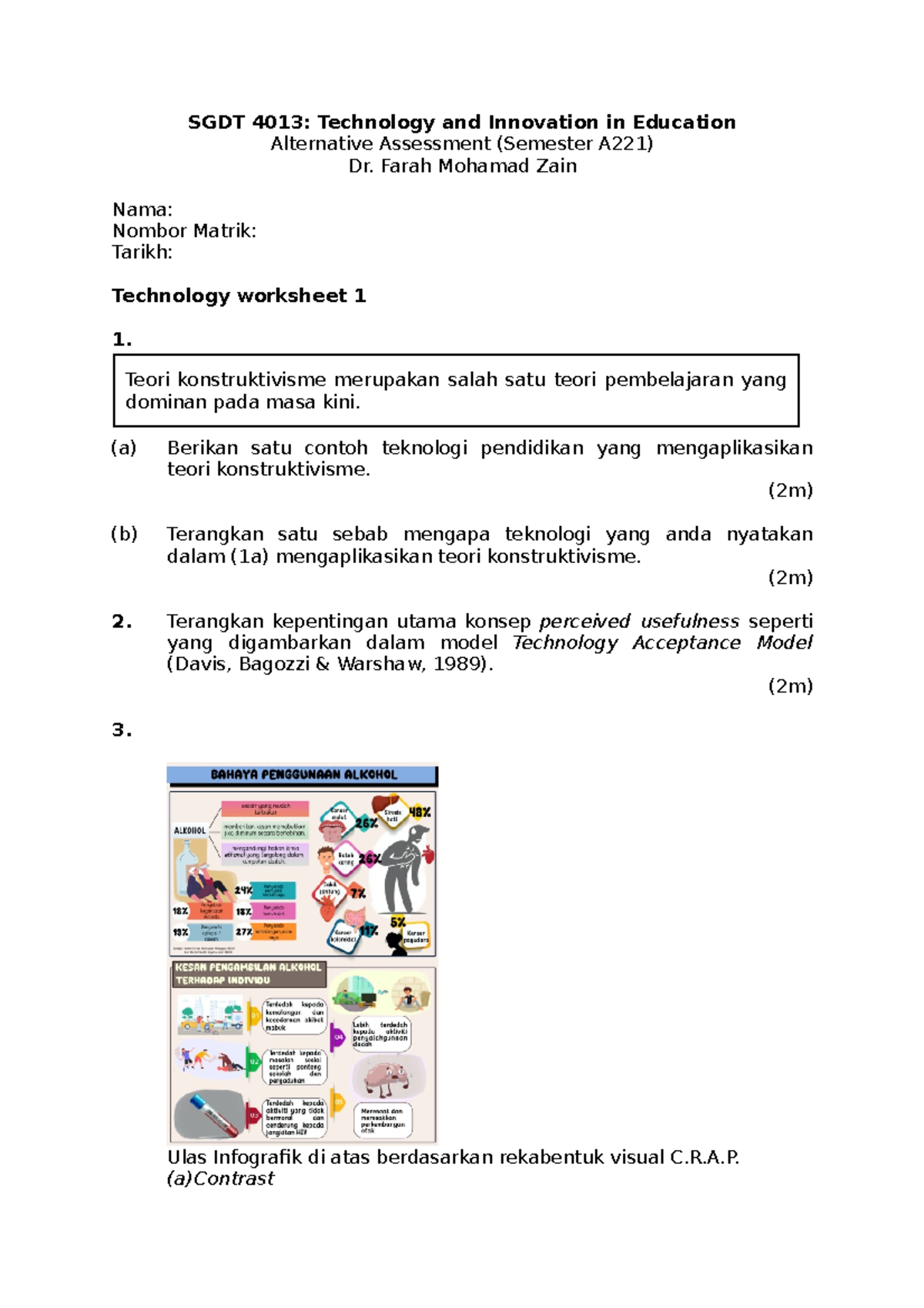 Technology Worksheet 1 - SGDT 4013: Technology and Innovation in ...