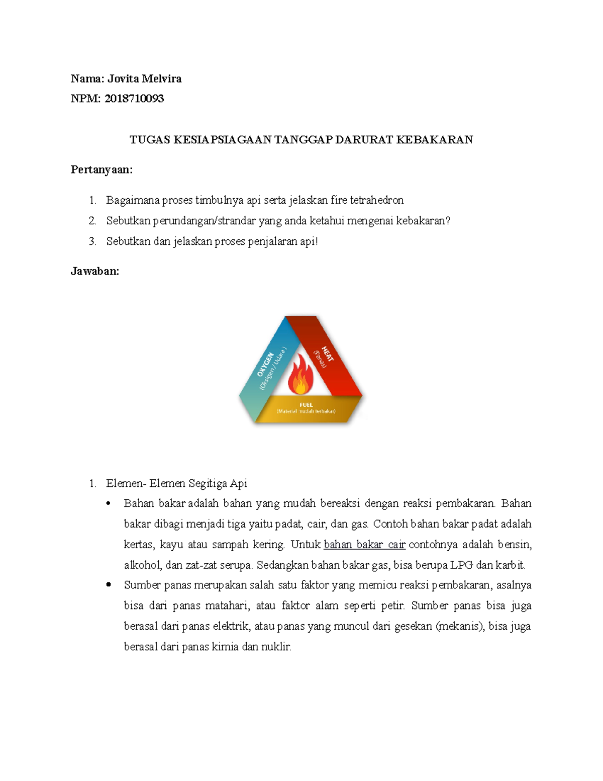 Tugas Kesiapsiagaan Tanggap Darurat - Nama: Jovita Melvira NPM ...