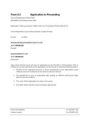 Commencing Proceedings - Statement of Claim - General - Form 2 ...