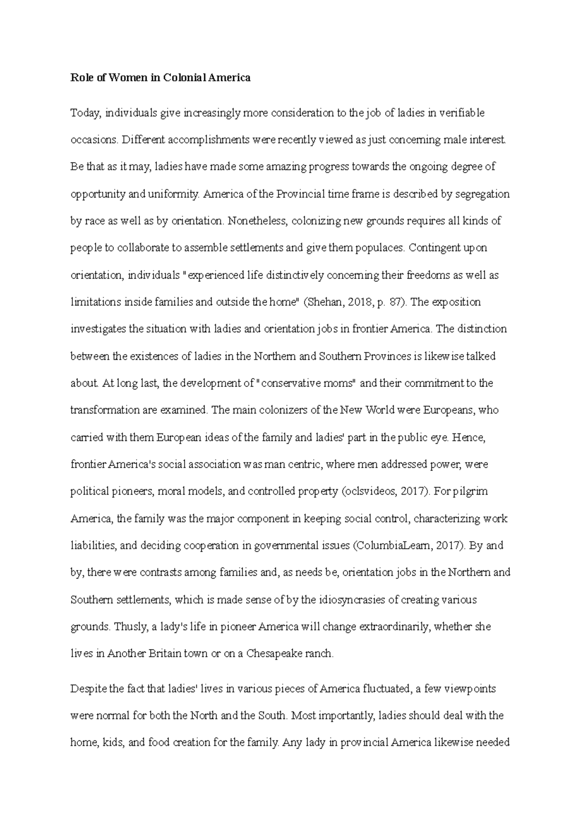 Role of Women in Colonial America - Different accomplishments were ...