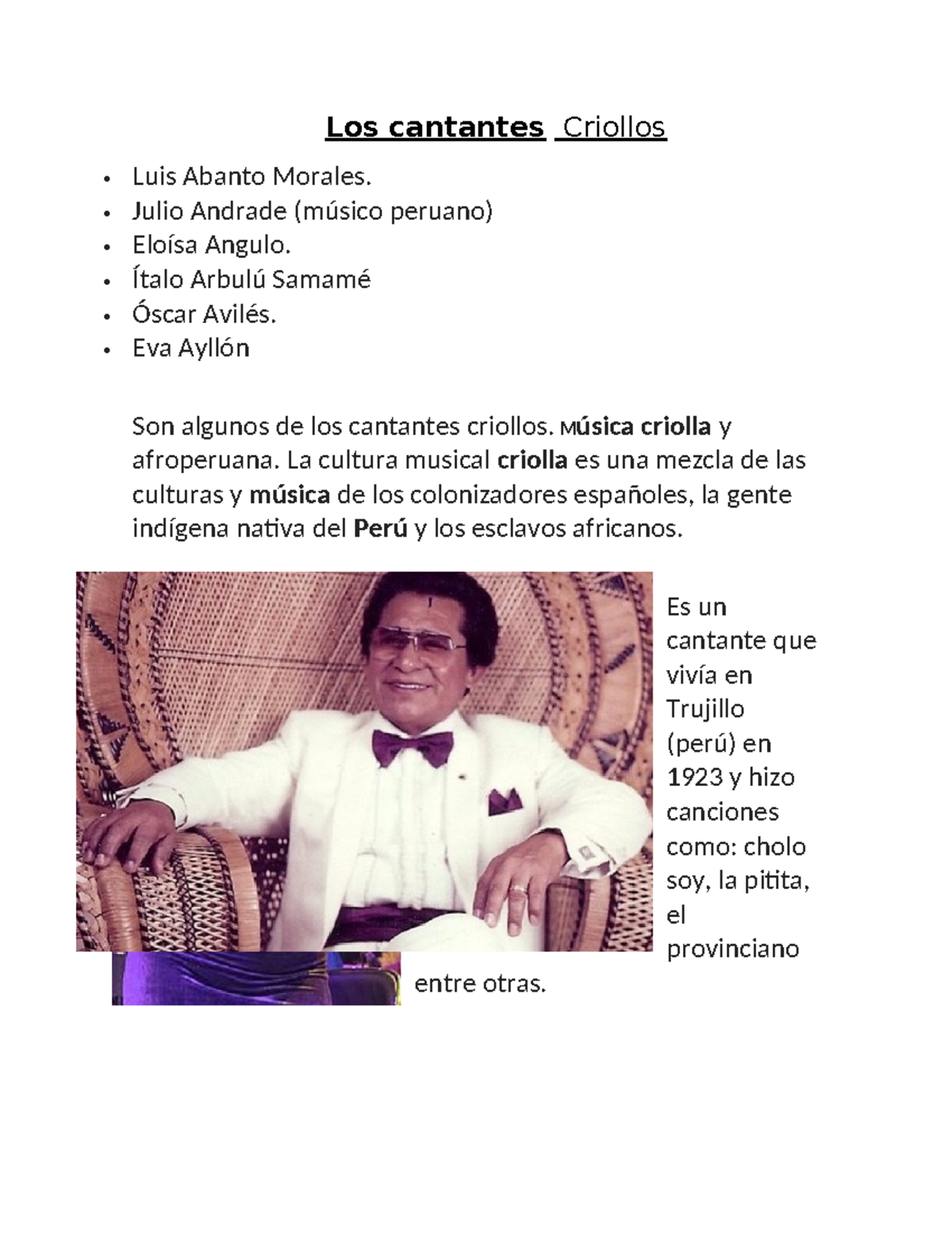 Álbum de cantantes criollos - Los cantantes Criollos Luis Abanto ...