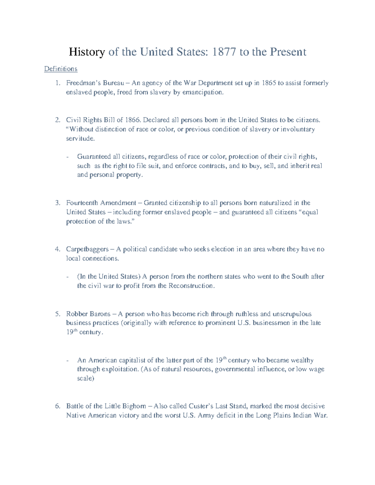 History of the United States notes 1 - History of the United States ...