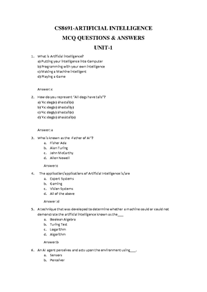 Artificial intelligence model question paper - Studocu