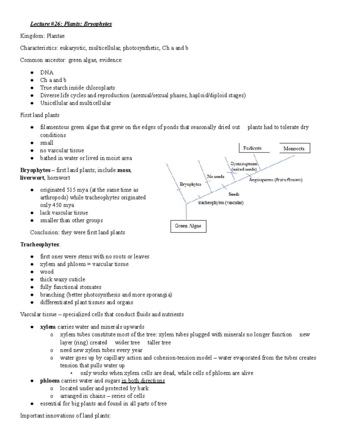 BIO 200 Ch 26 Bryophytes - Lecture #26: Plants: Bryophytes Kingdom ...