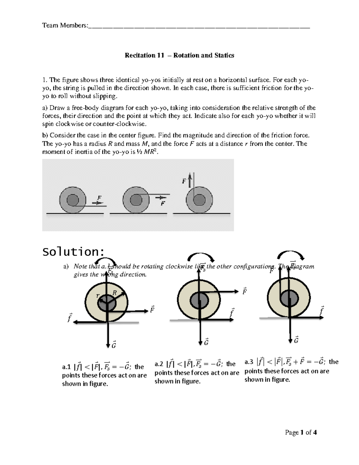 Solution of Recitation 11 Rotation and Statics - Recitation 11 ...