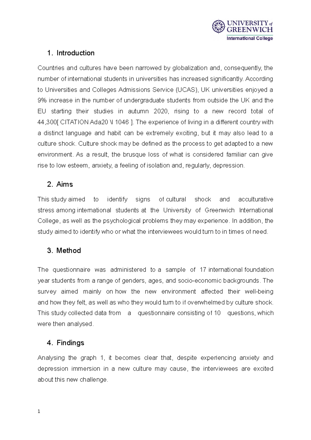 Have you been affected by culture shock in the UK? - 1. Introduction ...