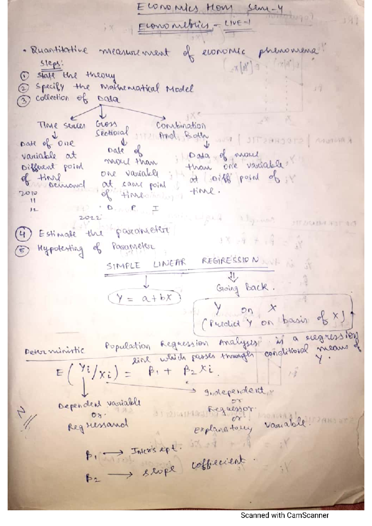 Simple Linear Regression - B.A. Economics (Hons.) - Studocu